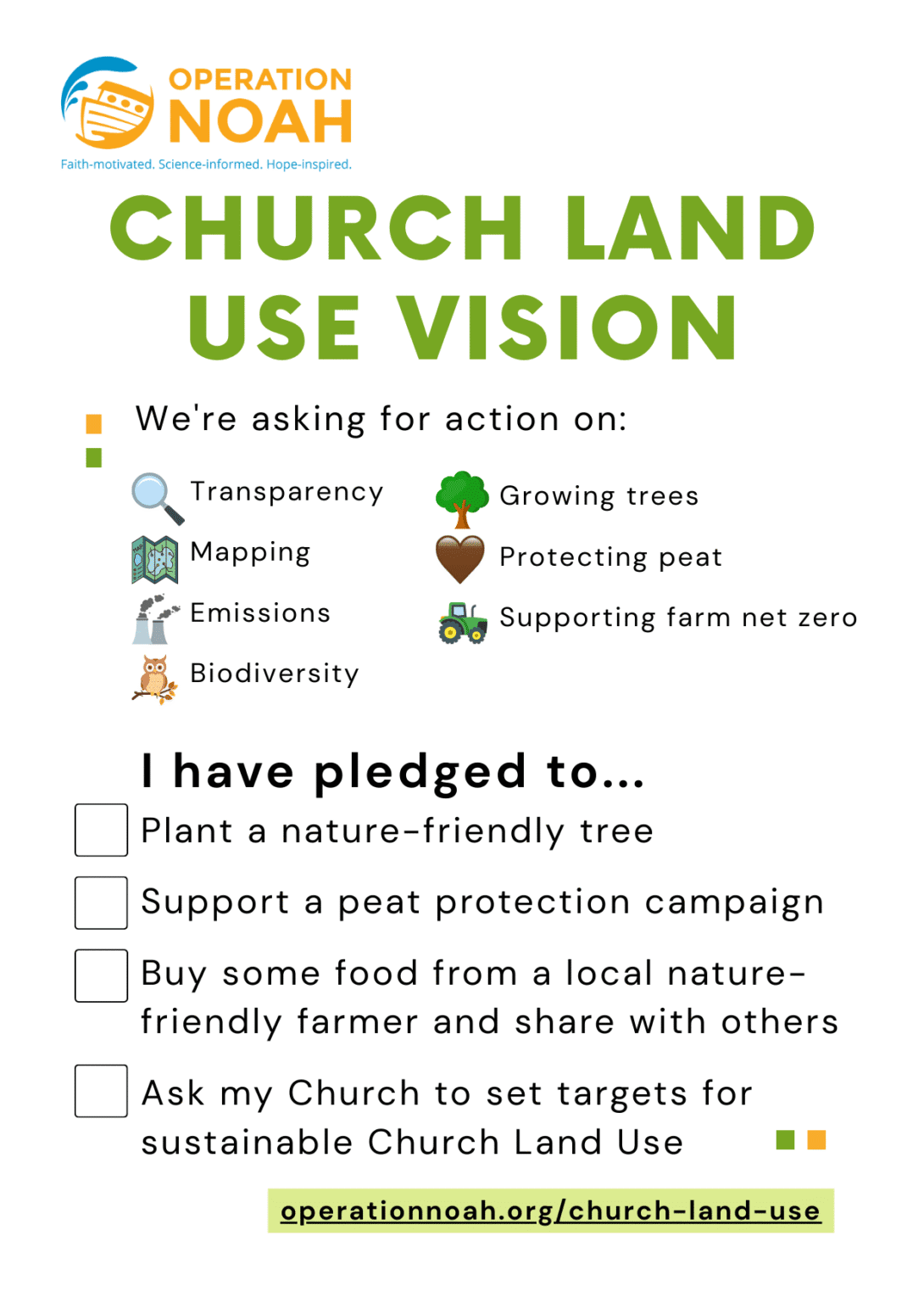 Campaign action - Church Land Use postcard - Operation Noah